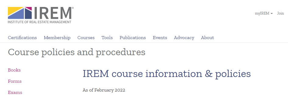 irem: Course Policies and Procedures | irem